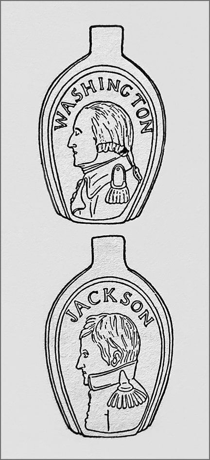 GI-32 • “Washington” And Bust – “Jackson” And Bust Portrait Flask ...